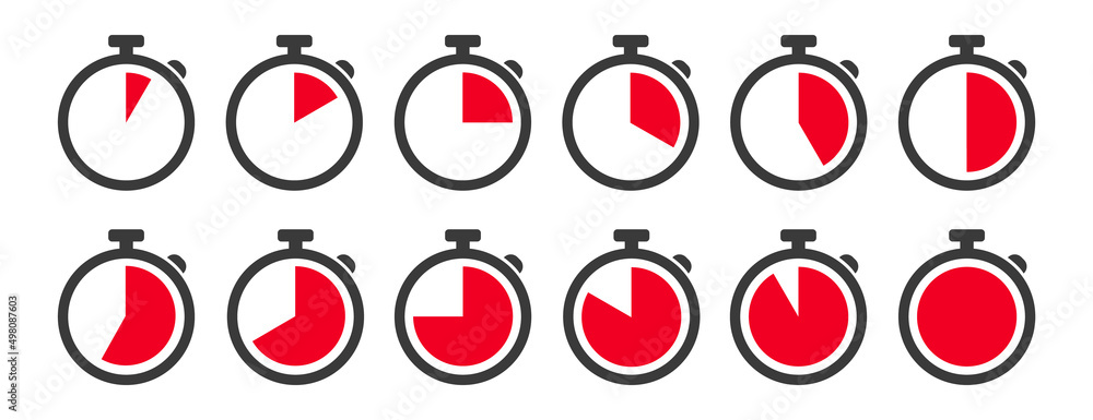 Стоковое векторное изображение «Timekeeper, timer, clock, stopwatch isolated icons set with ...