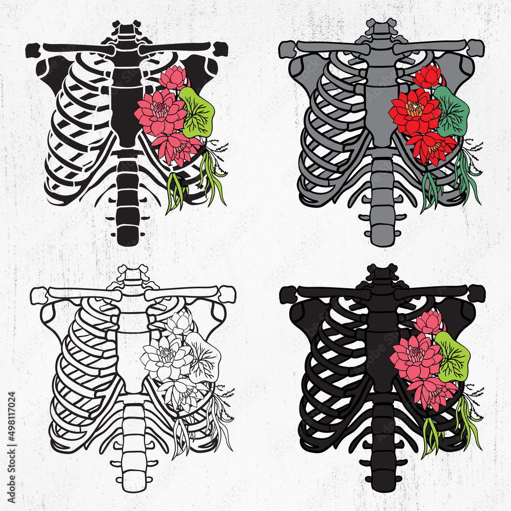 Image vectorielle Stock Rib Cage Floral SVG, Rib Cage, Floral SVG ...