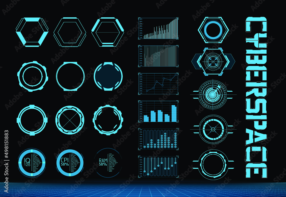 Futuristic Vector HUD Interface Screen Design. Digital callouts titles ...
