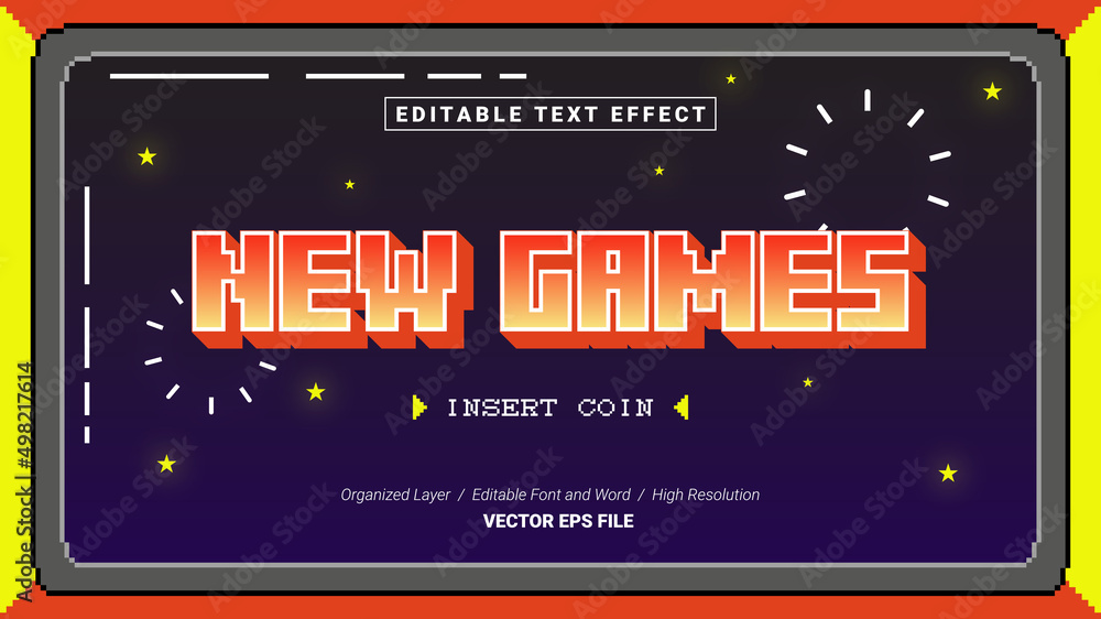 Editable New Game Font. Typography Template Text Effect Style ...