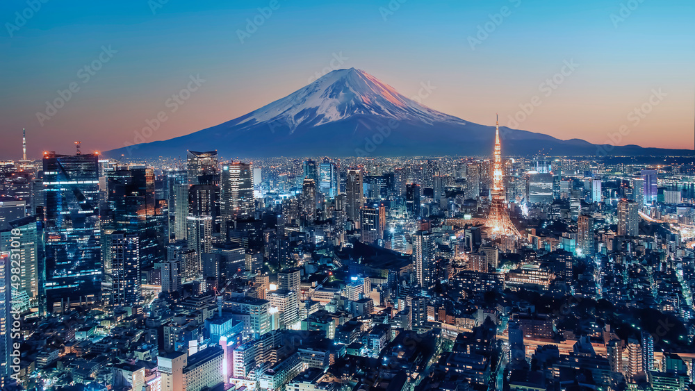 Tokyo city at sunset Stock Photo | Adobe Stock