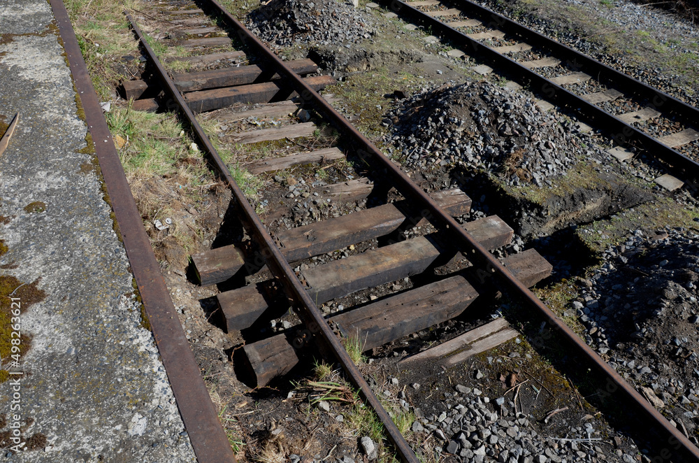 repair of old tracks. the railway superstructure is in a desolate state ...