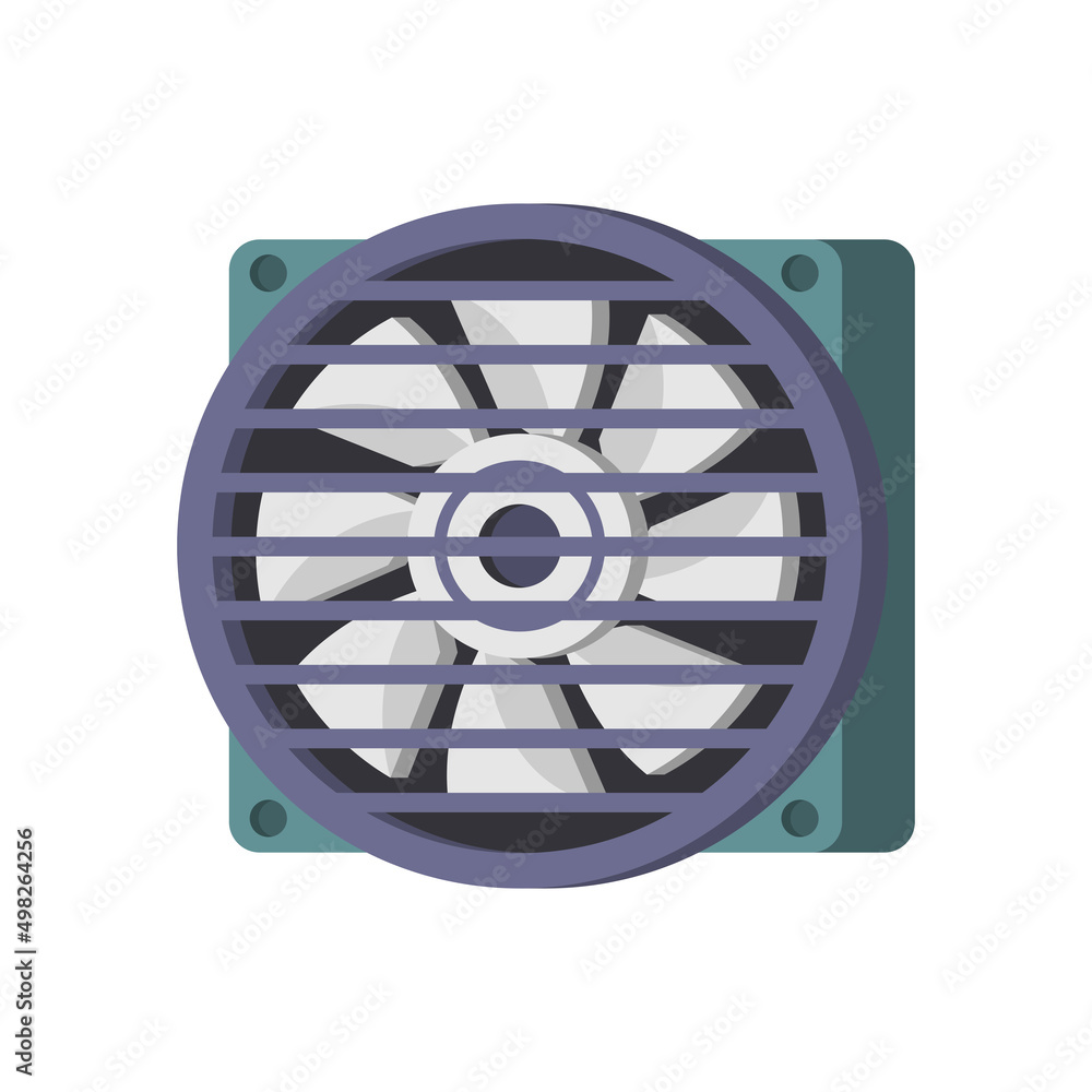 Computer processor cooling system with circle fan isometric icon vector ...