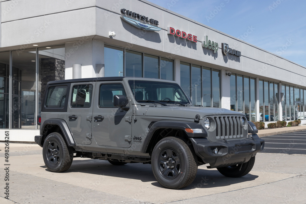 Jeep Wrangler display at a Stellantis dealership. Jeep offers the ...
