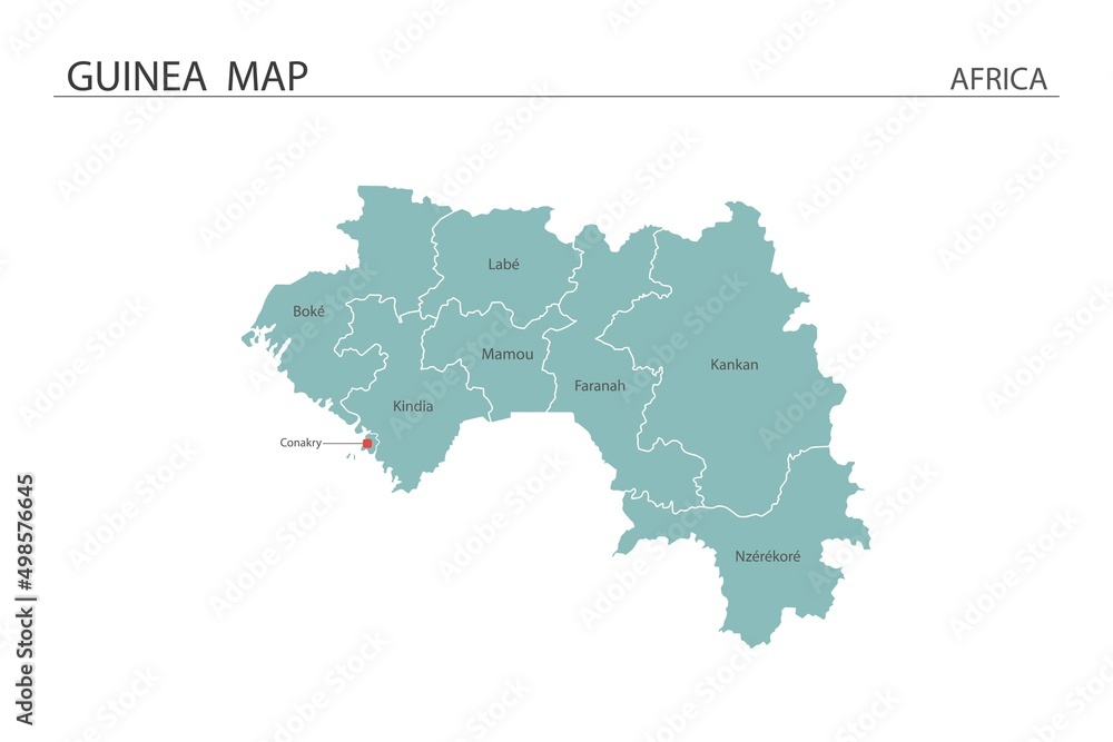 Guinea map vector illustration on white background. Map have all ...