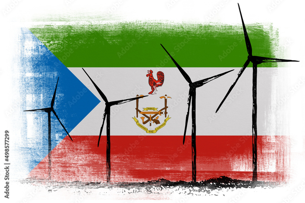 Wind energy generators on background in colors of national flag ...