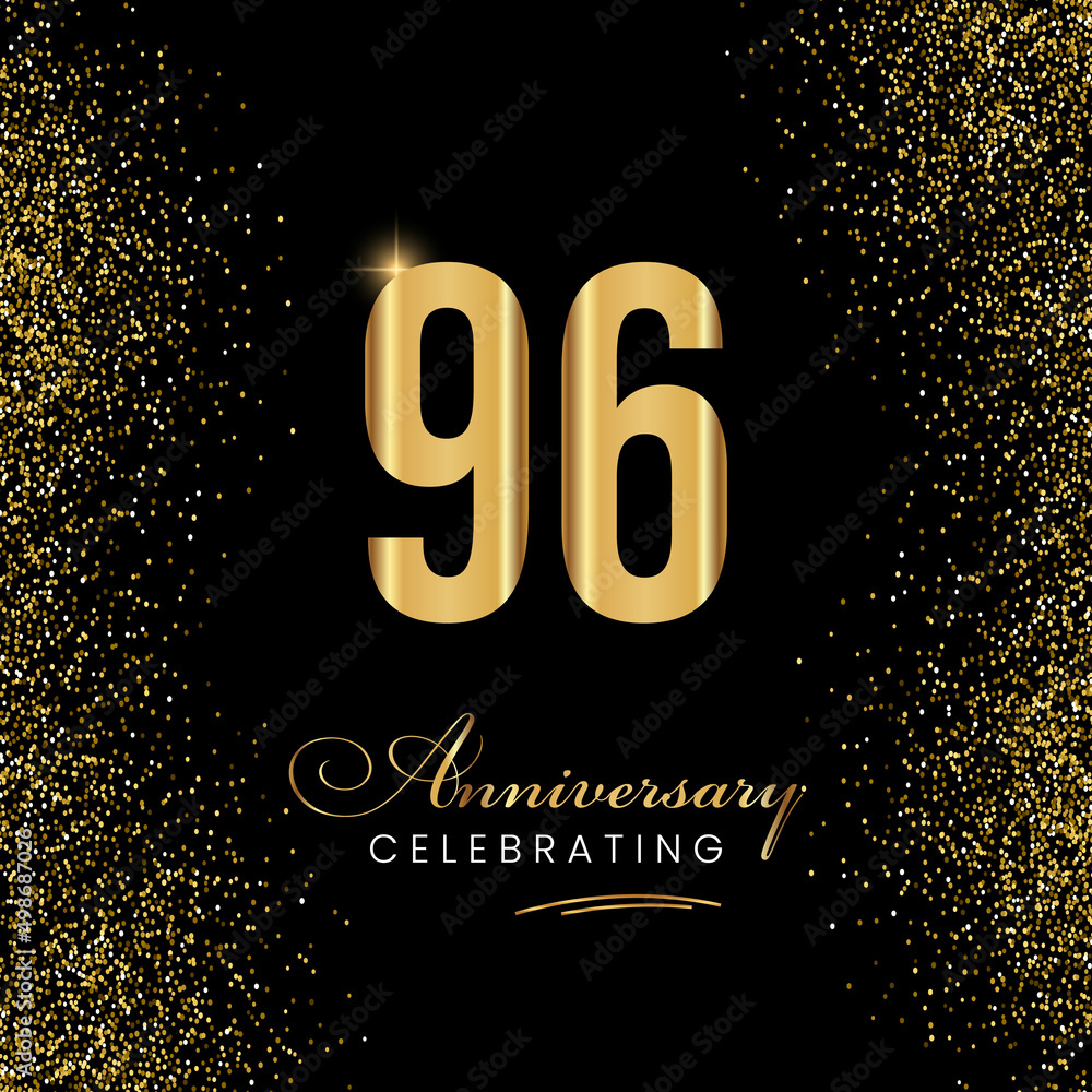 96 Year Anniversary Celebration Vector Template Design. 96 years golden ...