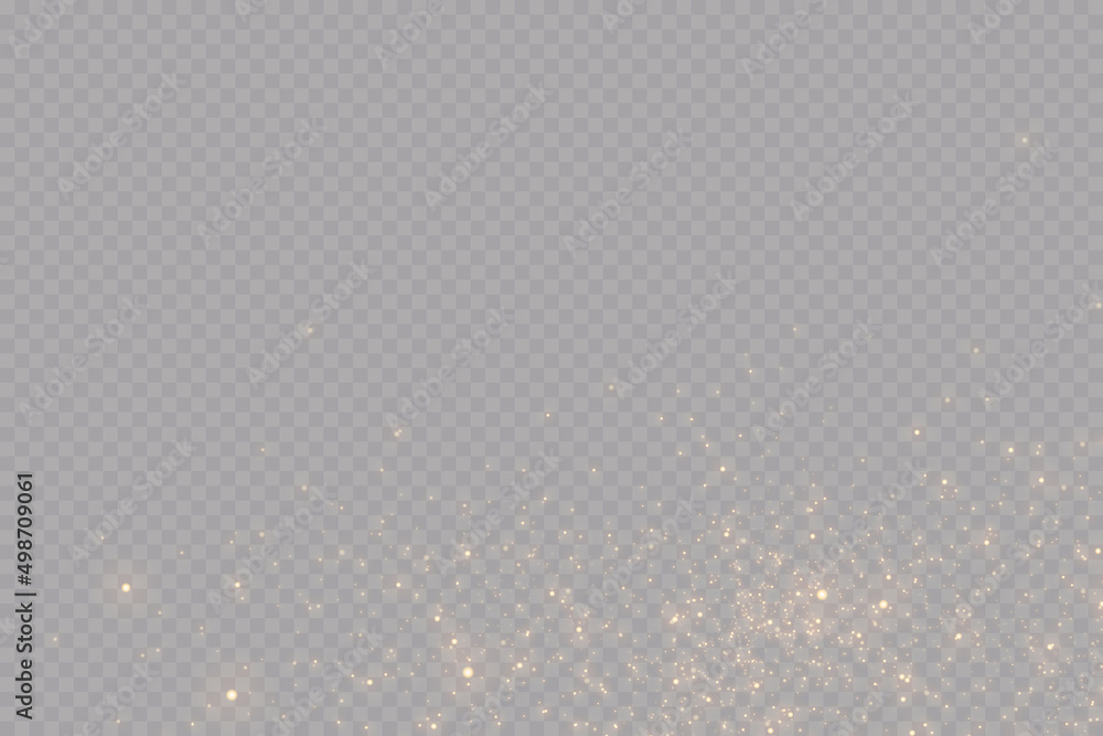 light effect. Background of sparkling particles. Glittering fairy dust particles. Festive ...