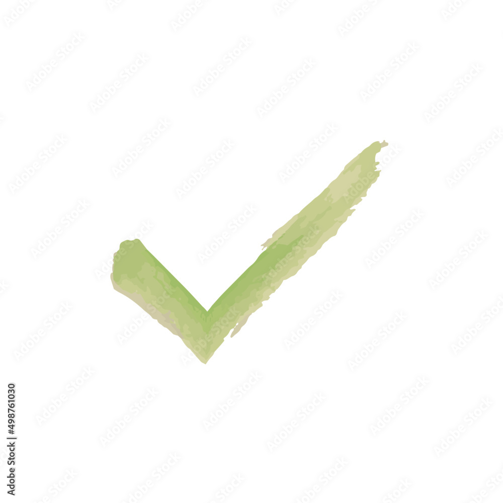 Vector de Stock watercolor green check mark icon. Tick symbol in green ...