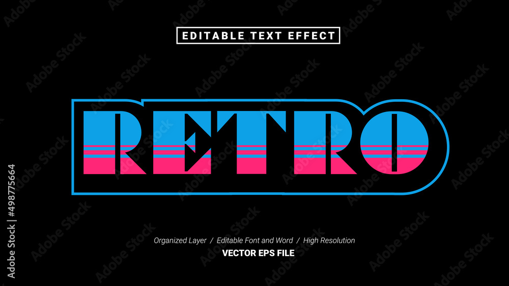 Editable Retro Font. Typography Template Text Effect Style. Lettering ...
