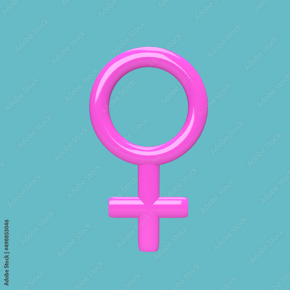 Female symbol 3d model cartoon style. render illustration Stock ...
