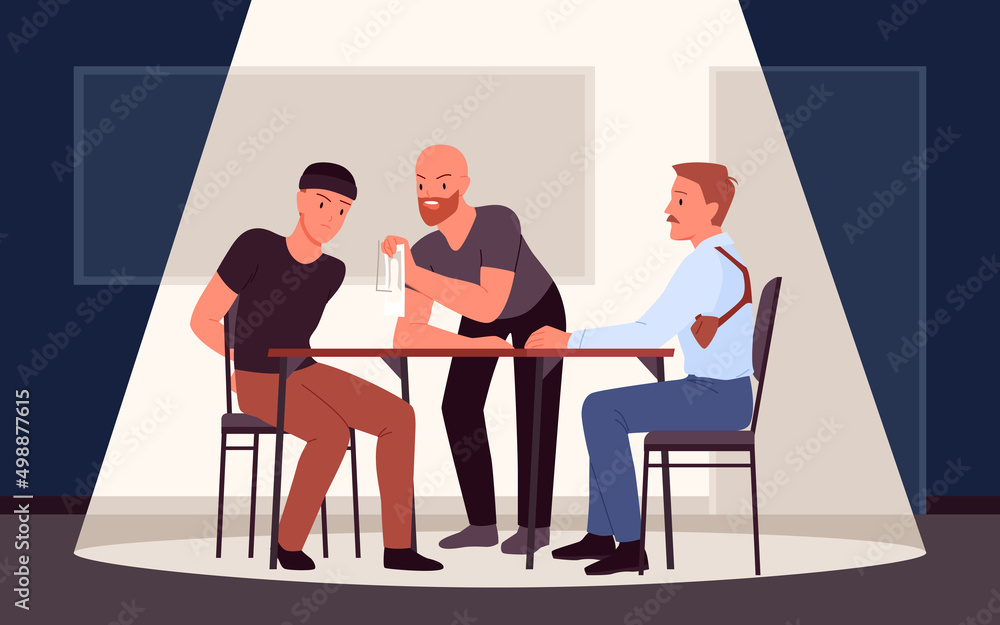 Good and bad cop, criminal interrogation method vector illustration ...