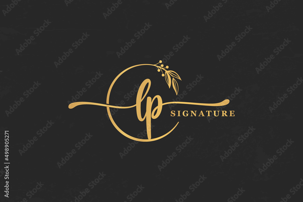 golden signature initial letter lp. golden signature Handwriting vector ...