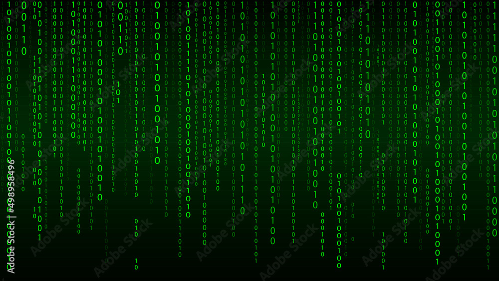 Matrix on vector background. Binary code. Green falling numbers on a ...