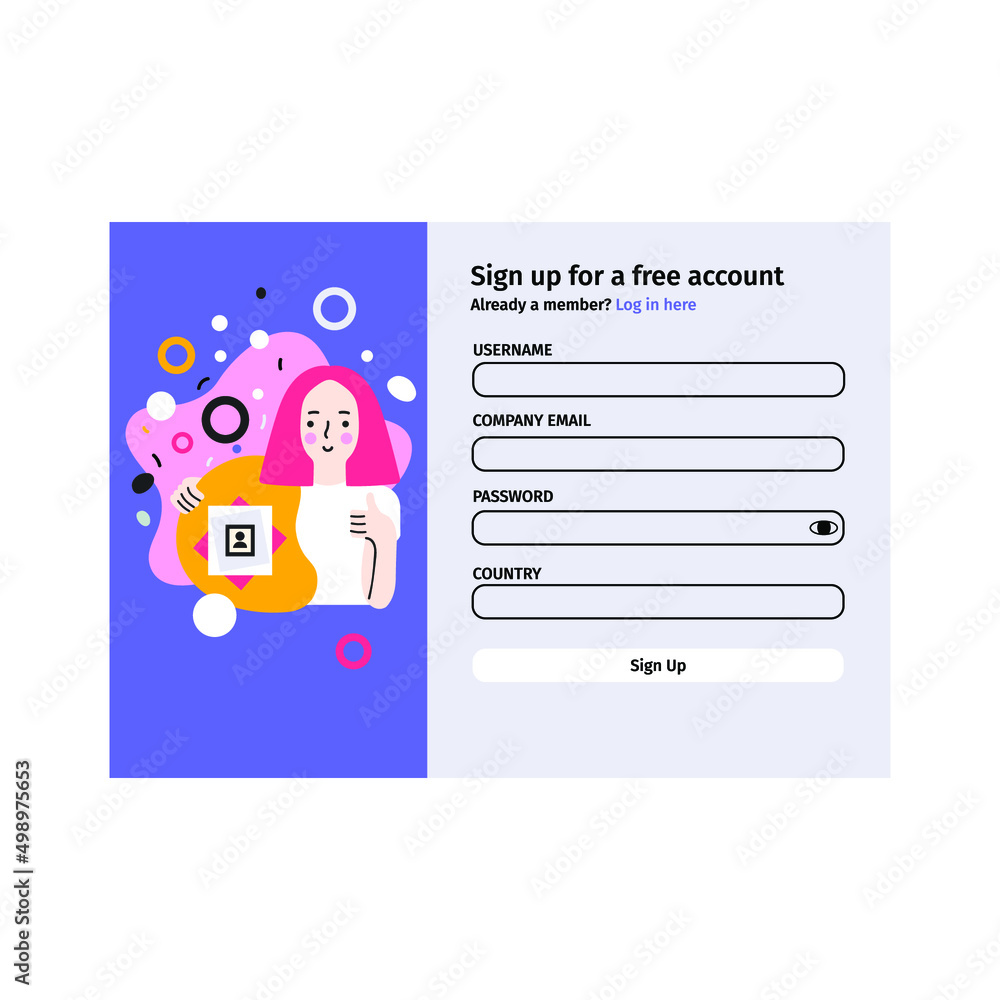Account login and password form page on screen. Login page. sign up web ...
