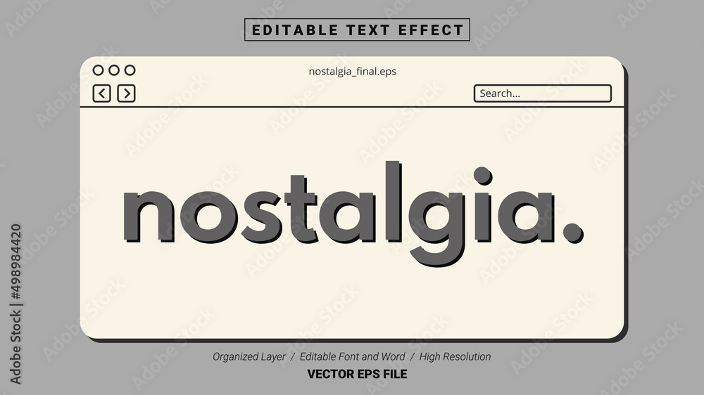 Editable Nostalgia Font. Typography Template Text Effect Style ...