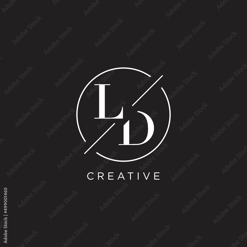 Letter LD logo with simple circle line. Creative look monogram logo ...