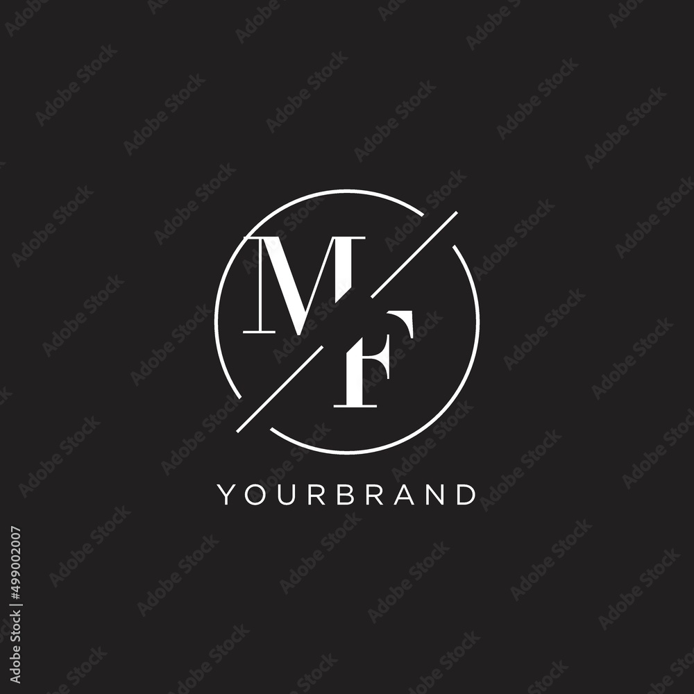 Letter MF logo with simple circle line. Creative look monogram logo ...