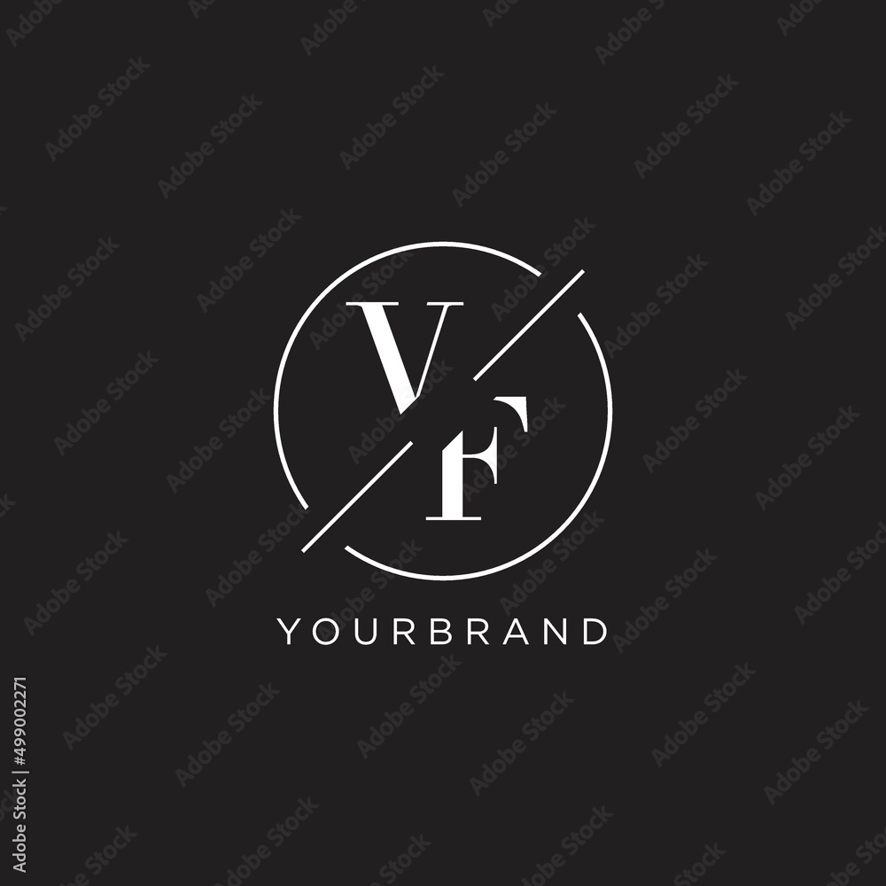 Letter VF logo with simple circle line. Creative look monogram logo ...