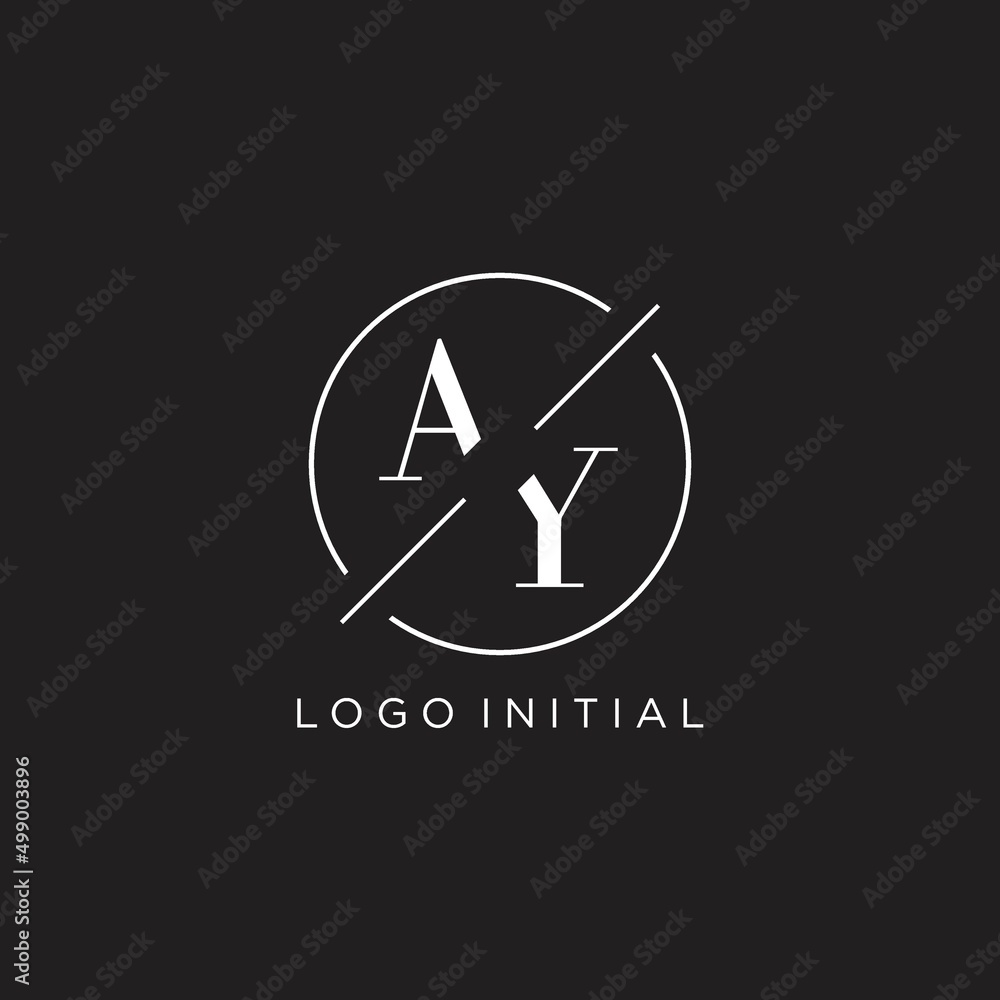 Letter AY logo with simple circle line. Creative look monogram logo ...