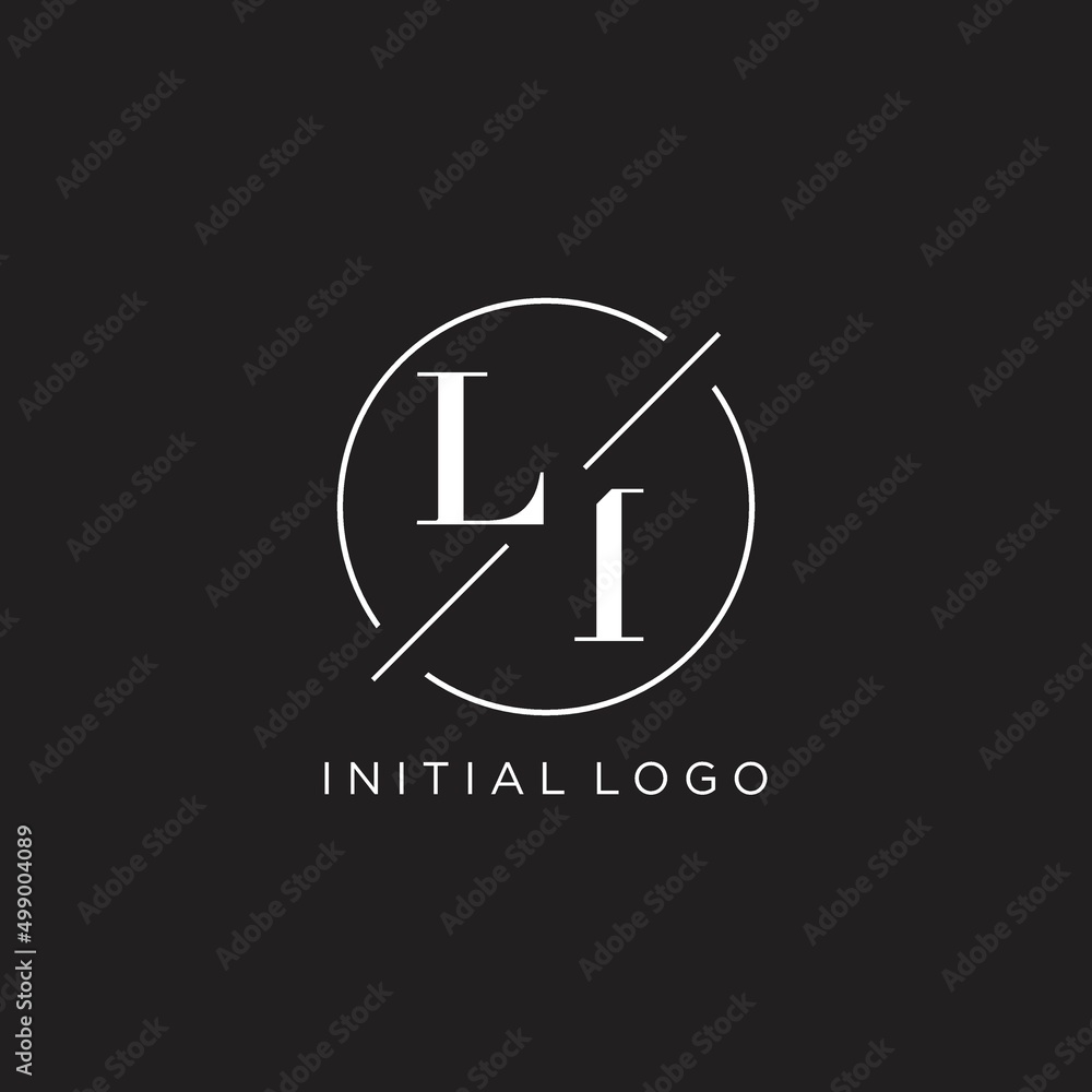 Letter LI logo with simple circle line. Creative look monogram logo ...