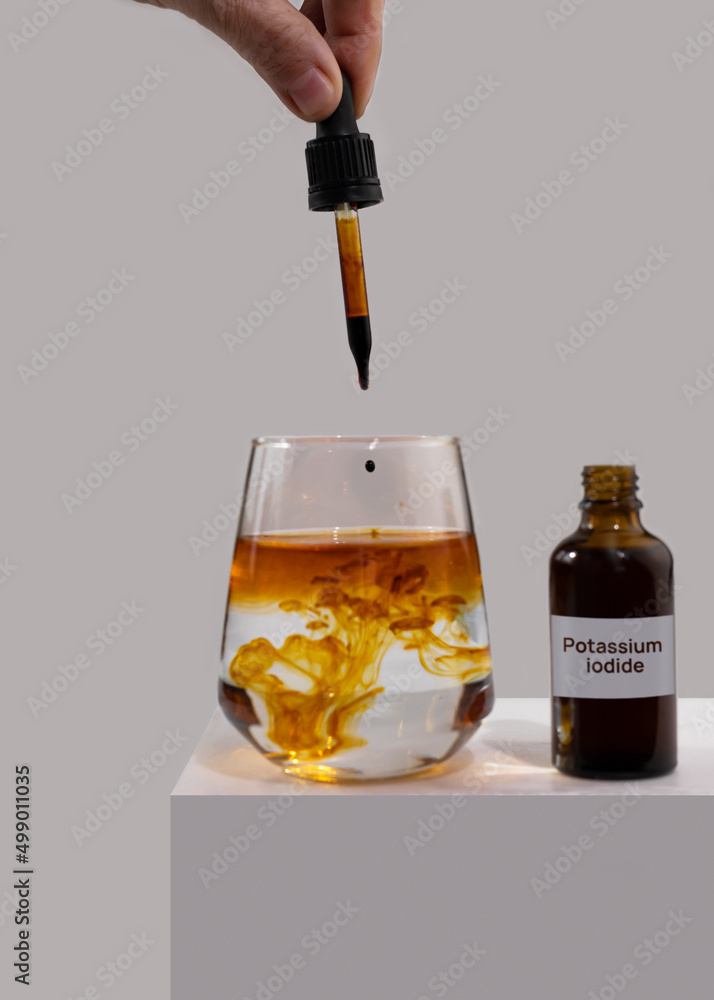 Iodide tablets liquid for use in case of radioactive contamination. A ...