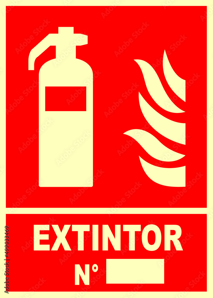 cf006, señal, extintor numero, icono, rojo, símbolo, estándar, derecha ...
