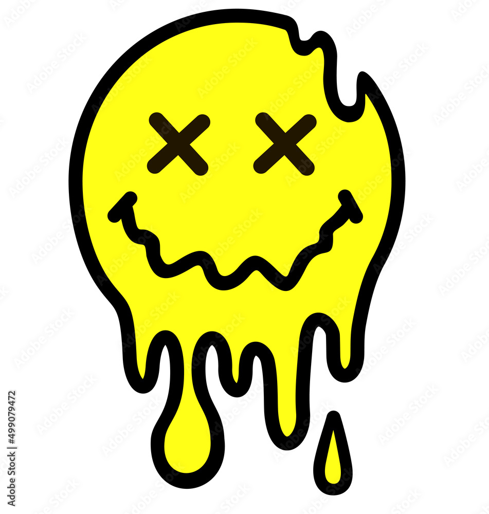 Image vectorielle Stock Smiling character with closed eyes. Melting ...