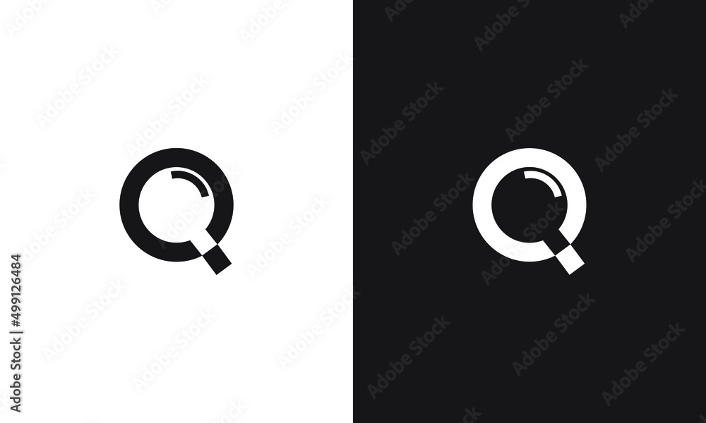 Q Magnifying glass Logo, unique logo, black and white logo, premium ...