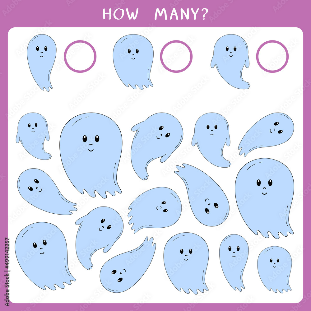 Stockvector Educational math game for kids. Count how many ghosts and ...