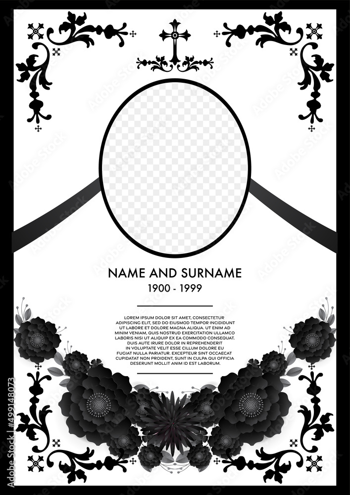 Memorial & Funeral Card Templates with flowers paper cut Stock Vector ...