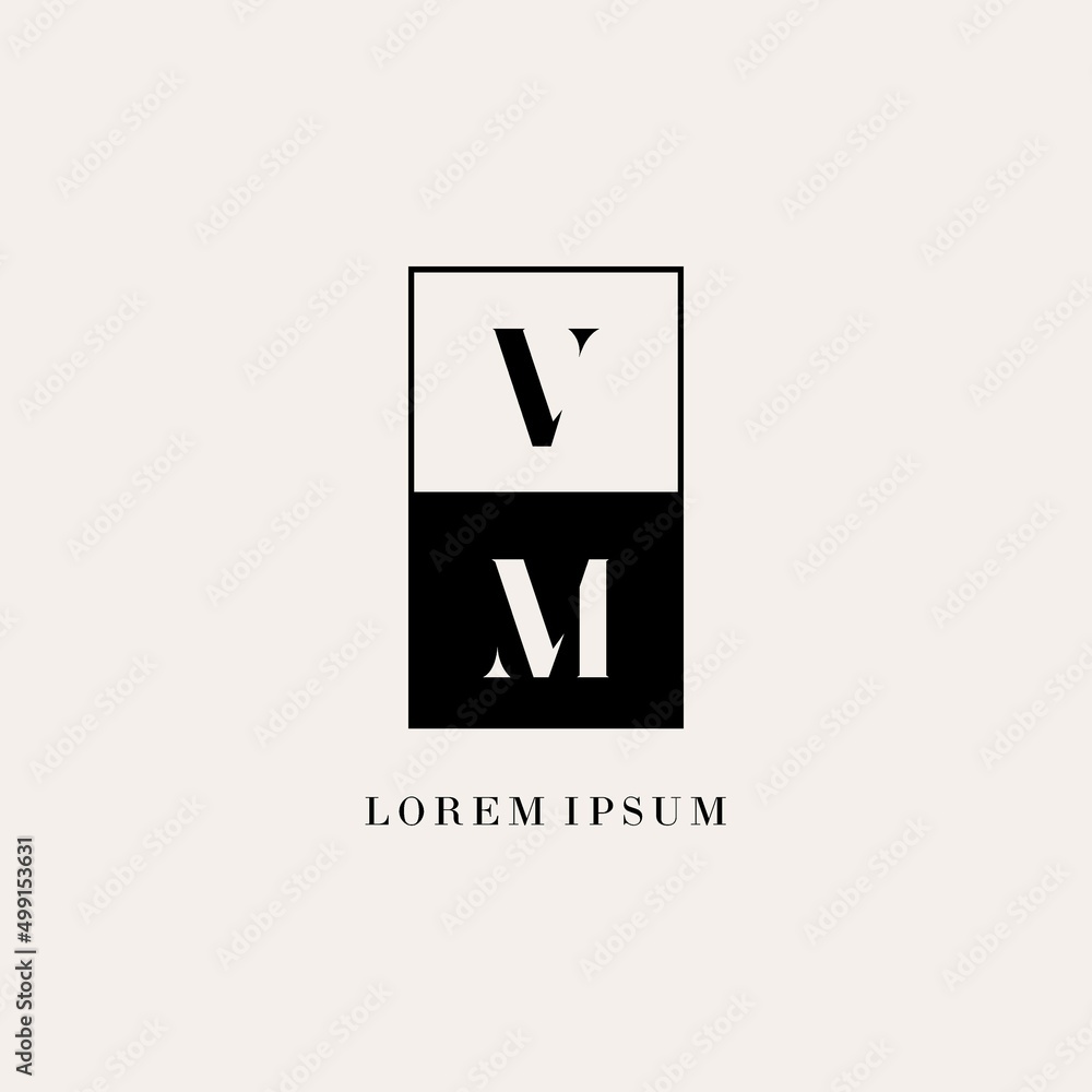 Initials VM square line negative space logo design ideas Stock Vector ...