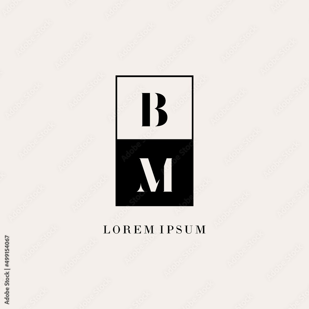 Initials BM square line negative space logo design ideas Stock Vector ...