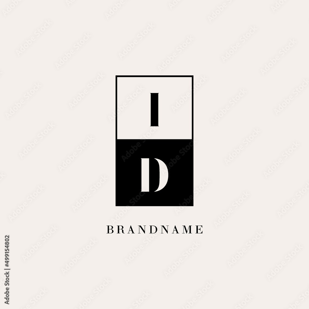 Initials ID square line negative space logo design ideas Stock Vector ...