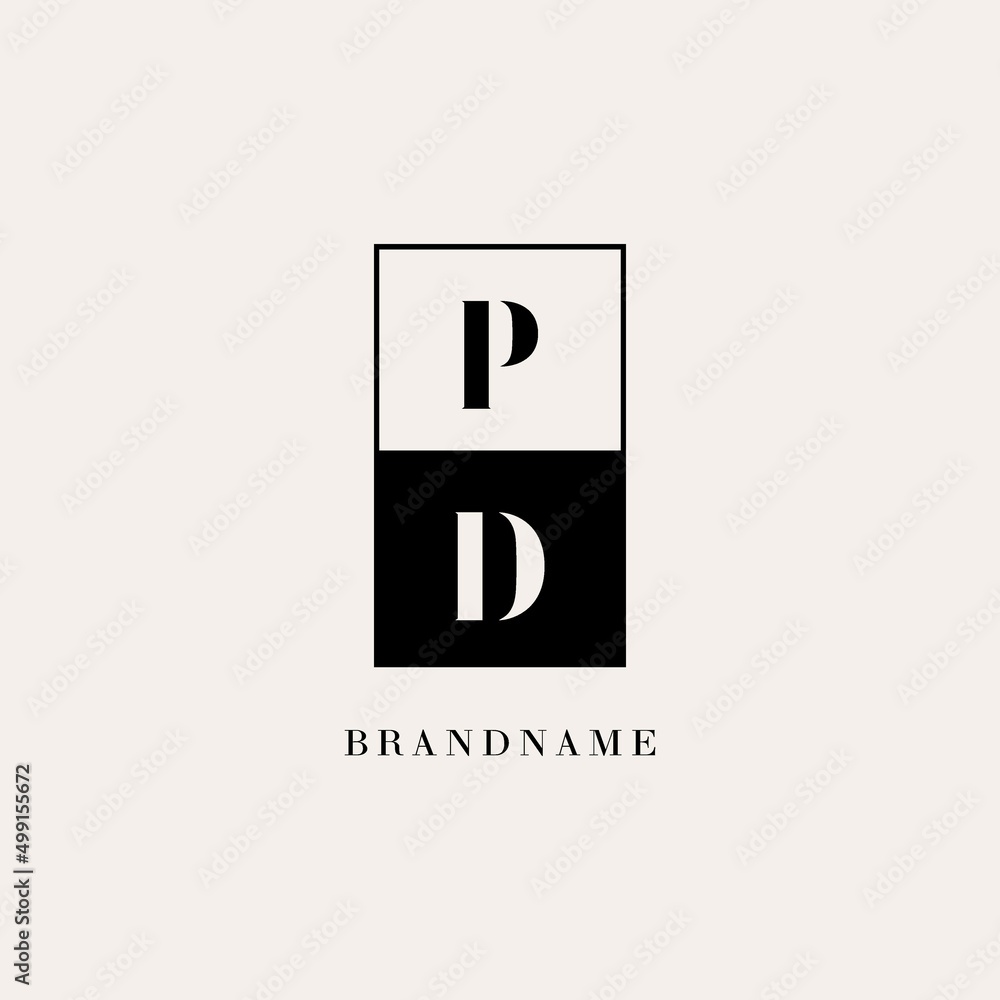 Initials PD square line negative space logo design ideas Stock Vector ...