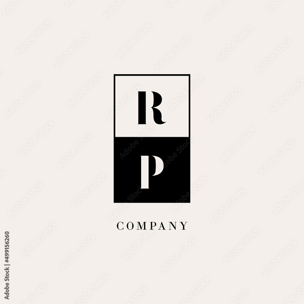 Initials RP square line negative space logo design ideas Stock Vector ...