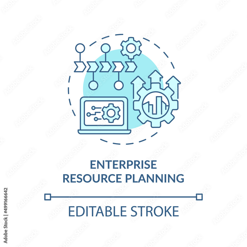 Enterprise resource planning turquoise concept icon. Information ...