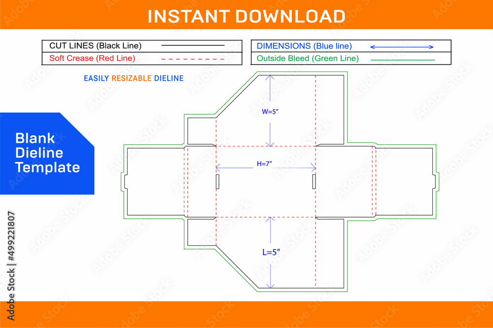 Cardboard storage bin box dieline template and 3D render file Blank ...