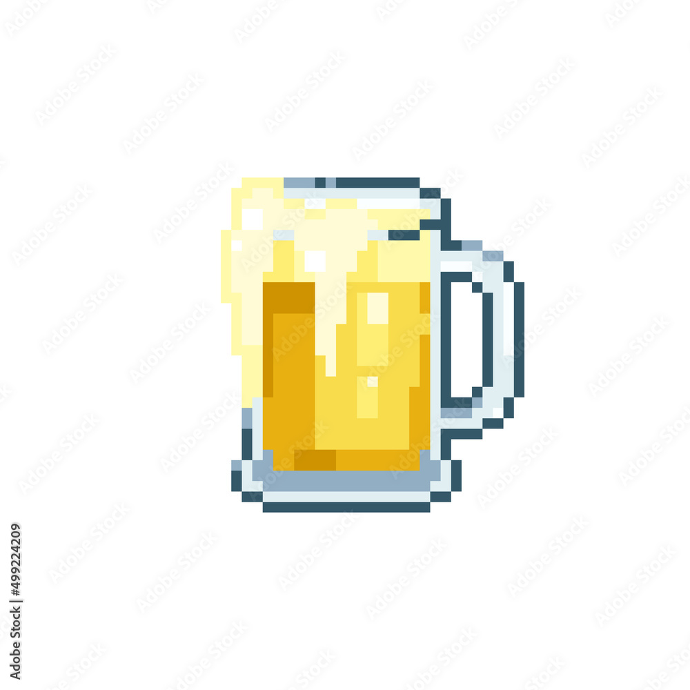 Image vectorielle Stock Pixel art light beer. Retro 90s gaming 8 bit ...