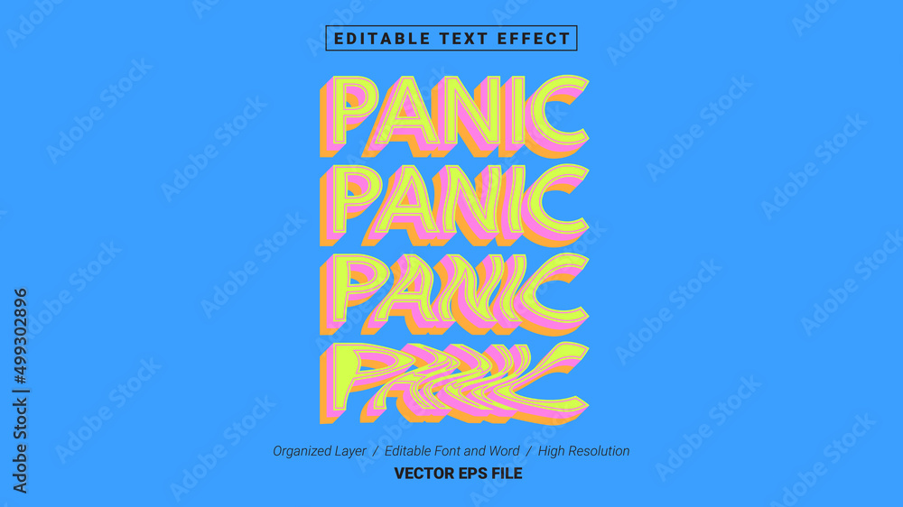 Editable Panic Font Typography Template Text Effect Style Lettering ...