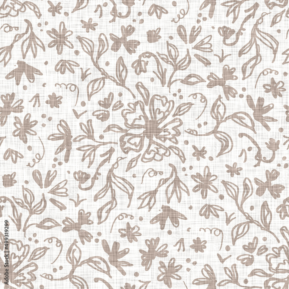 Seamless minimalist doodle flower pattern background. Calm two tone ...