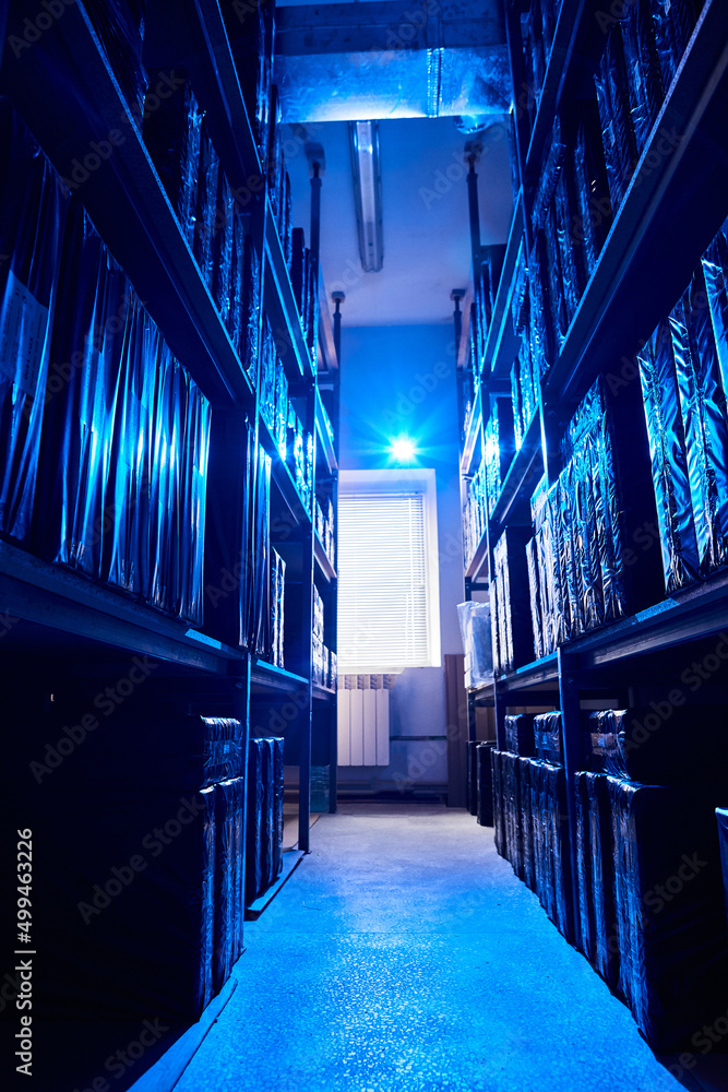 Big warehouse storage room with boxes and shelves Stock Photo | Adobe Stock