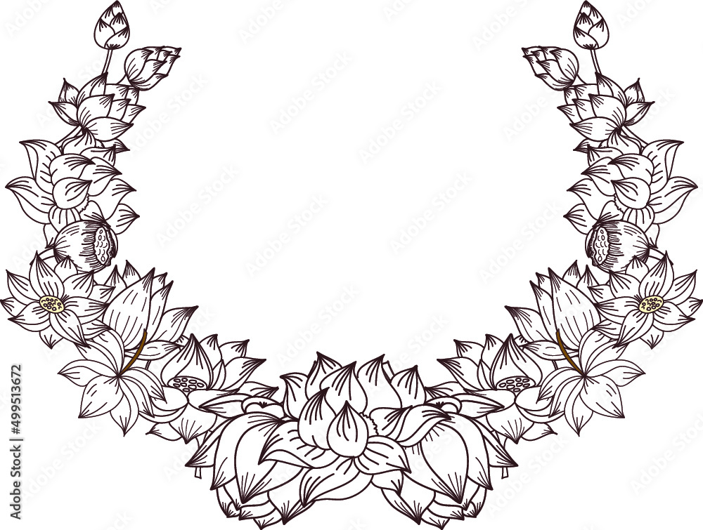 circle hand drawn lotus flower ,vector for coloring book and zentangle ...