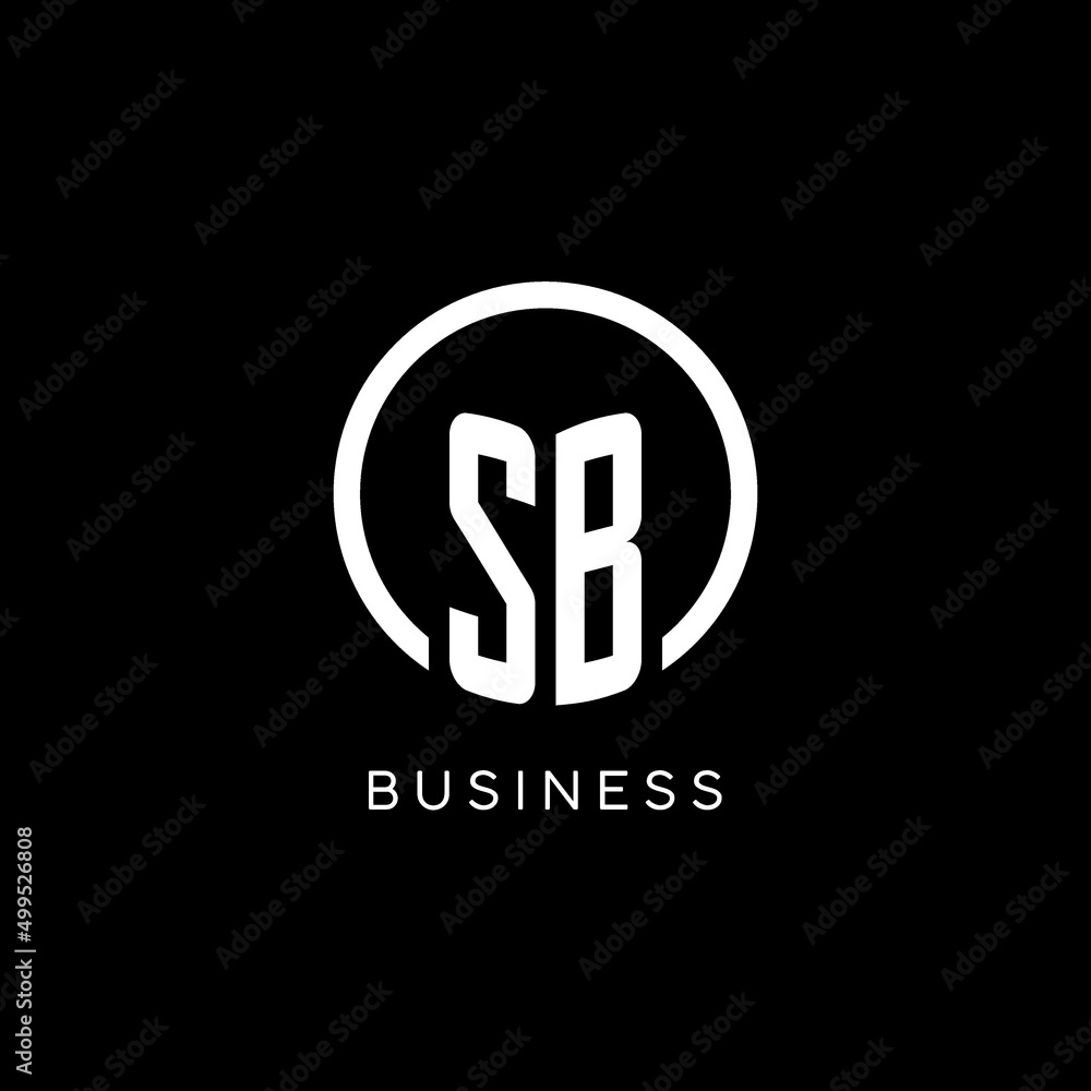 Initial letter SB uppercase combined with circle outline, Modern ...