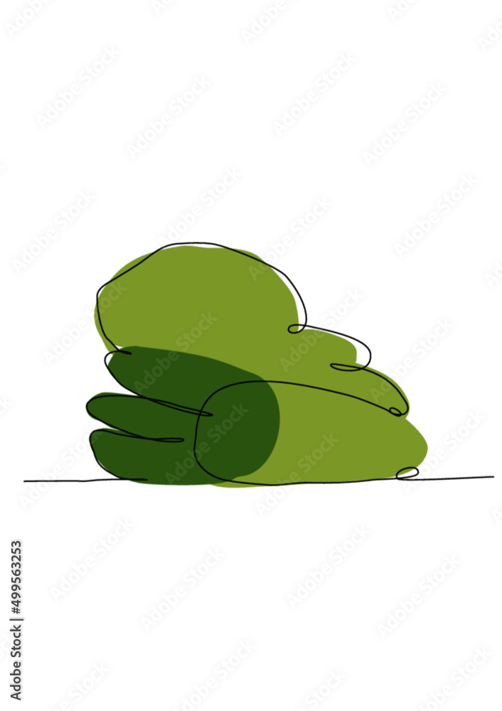 Tropical bush shrub illustration.one line drawing vector bush and shrub ...