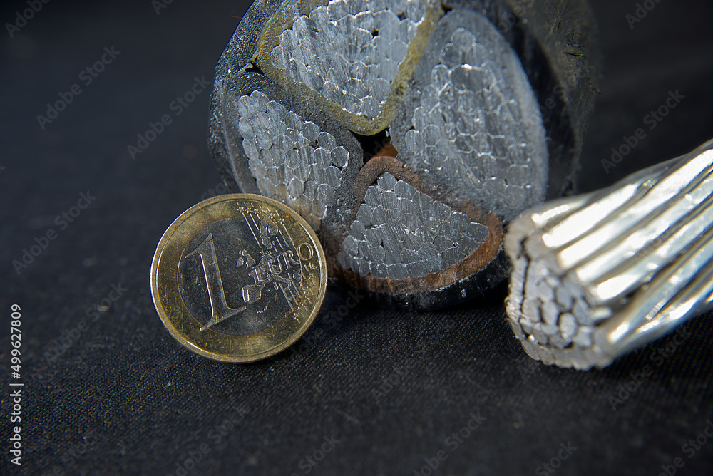 Electric cable from metal alloys for electric power industry and 1 euro ...