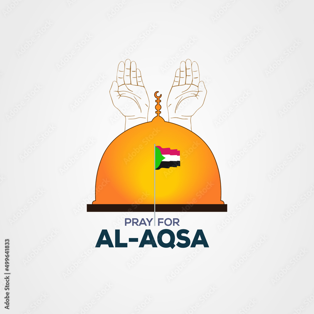 Praying hands with golden dum of Al aqsa vector illustration, Pray to ...
