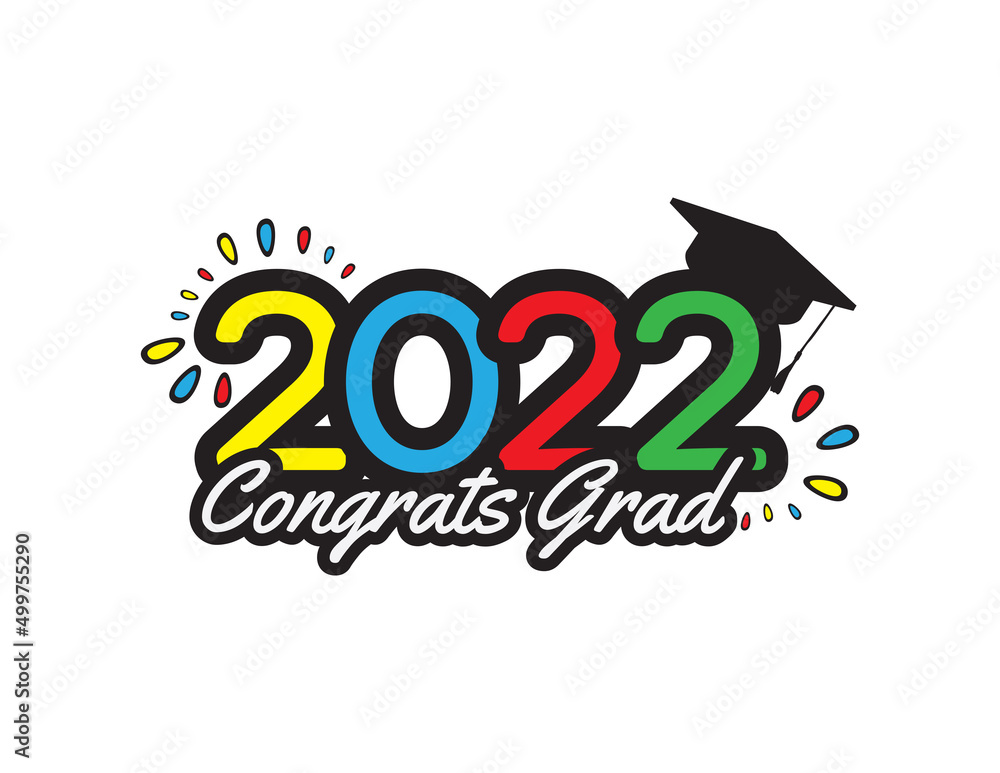 Class of 2022 colorful banner, Yellow Blue Red Green numbers, academic ...