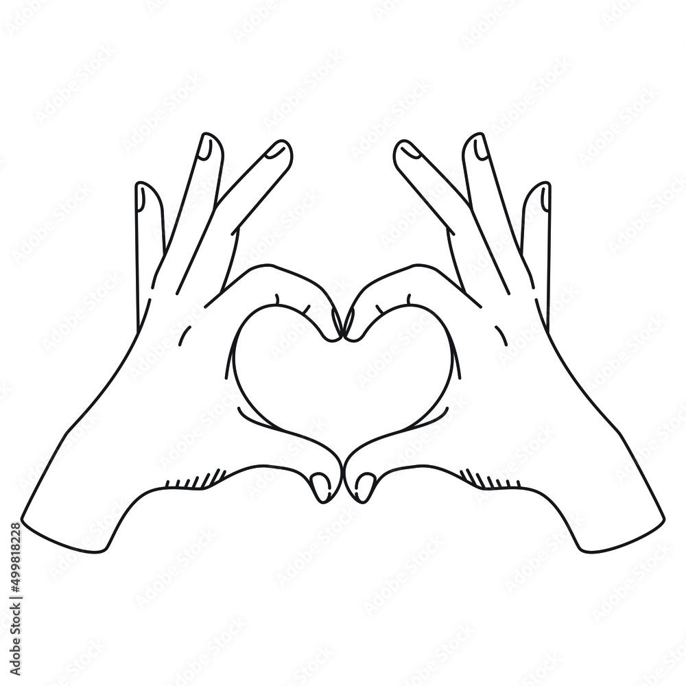 Heart gesture, vector black outline Stock Vector | Adobe Stock