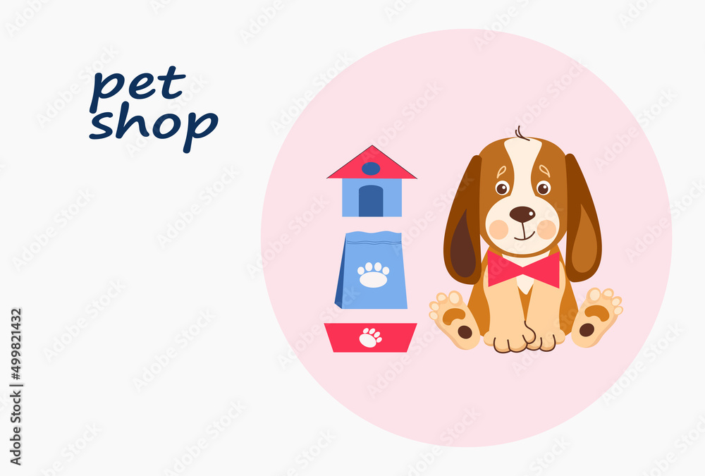 Pet shop banner design template. Vector cartoon illustration of cats ...